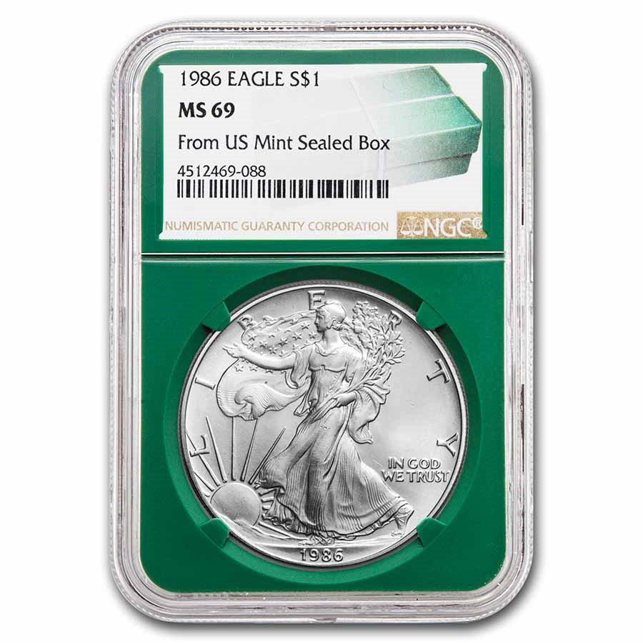 Buy 1986 American Silver Eagle MS-69 NGC (Green Holder) | APMEX