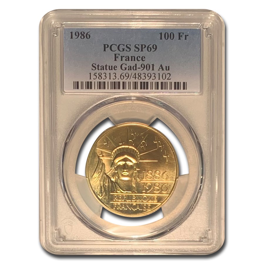 1986 France Gold 100 Francs Statue of Liberty SP-69 PCGS