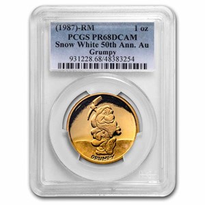 1987 1 oz Gold Disney's Snow White 50th Anniv Grumpy PR-68 PCGS