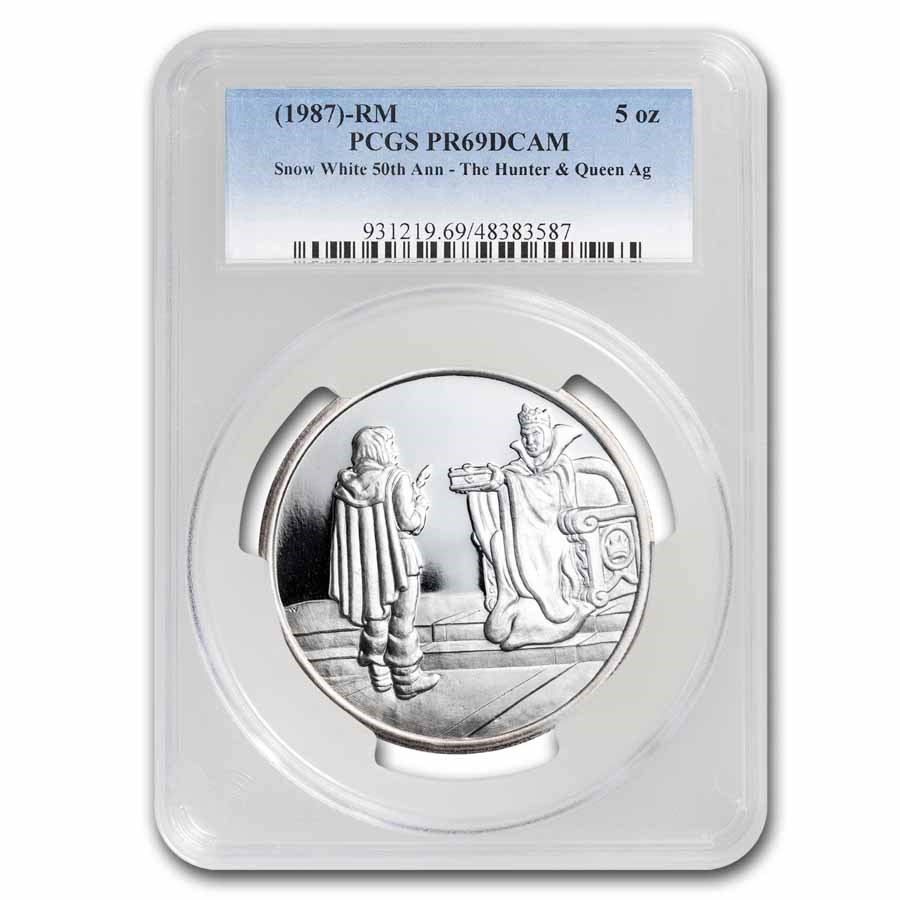 1987 5 oz Silver Disney's Snow White 50th Hunter/Queen PR-69 PCGS