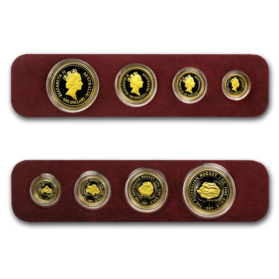 Buy 1987 Australia 4-Coin Gold Nugget Proof Set (1.85 oz) | APMEX