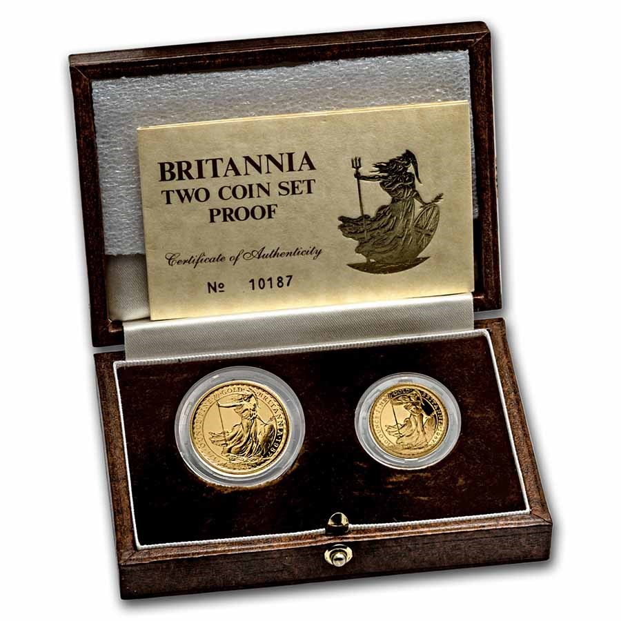 Buy 1987 GB 2-Coin Proof Gold Britannia Set (w/ Box & COA) | APMEX