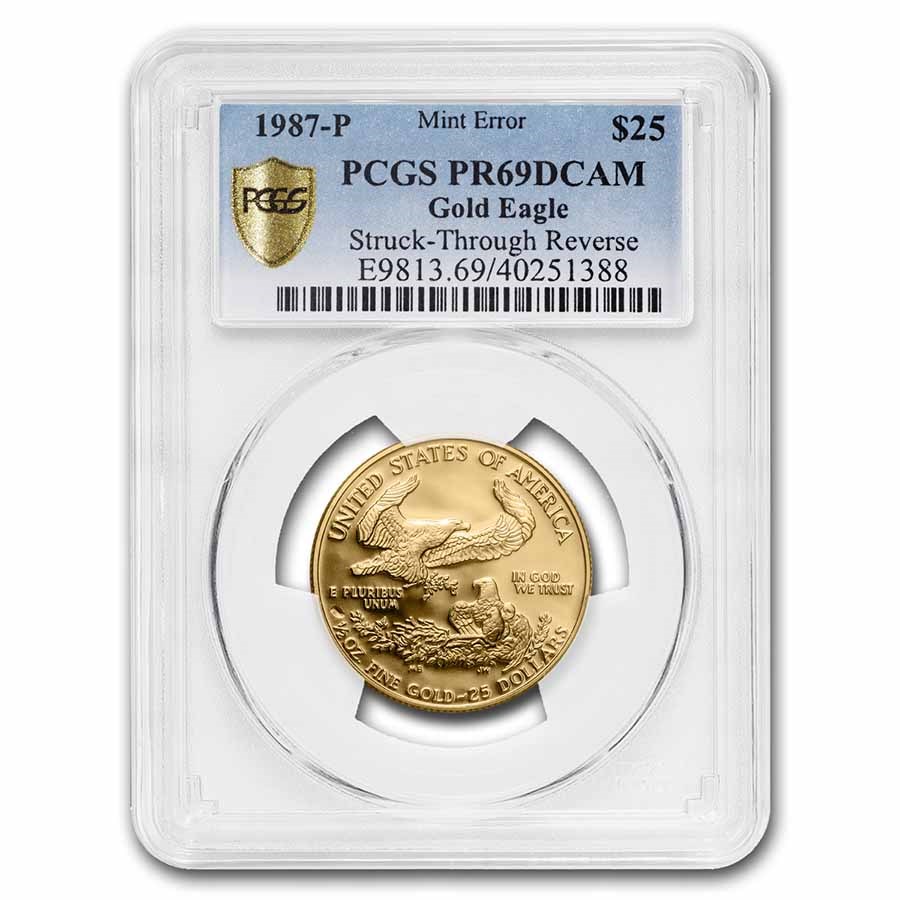 Buy 1987-P 1/2 oz Gold Eagle PR-69 PCGS (Error, Struck-Thru Rev) | APMEX