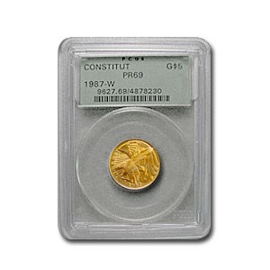 Buy 1987-W Gold $5 Commem Constitution PR-69 PCGS (Green Label) | APMEX