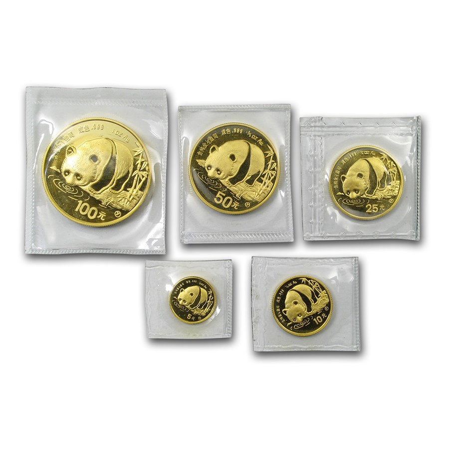Buy 1987-Y China 5-Coin Gold Panda Set BU (Sealed) | APMEX