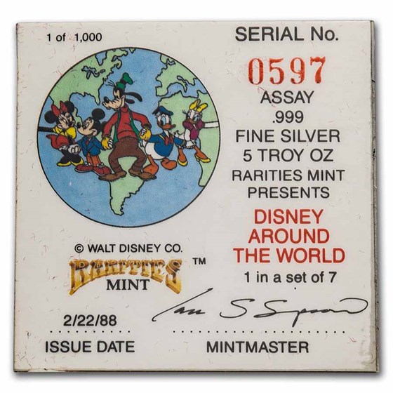 Buy 1988 5 oz Silver Round - Disney/Around the World (w/Box & COA) | APMEX