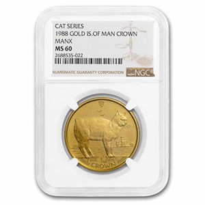 1988 Isle of Man 1 oz Gold Manx Cat MS-60 NGC