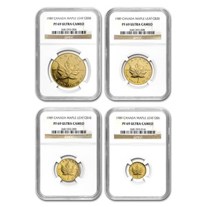 Buy 4-Coin 1989 Canadian Gold Maple Leaf Set PF-69 NGC | APMEX