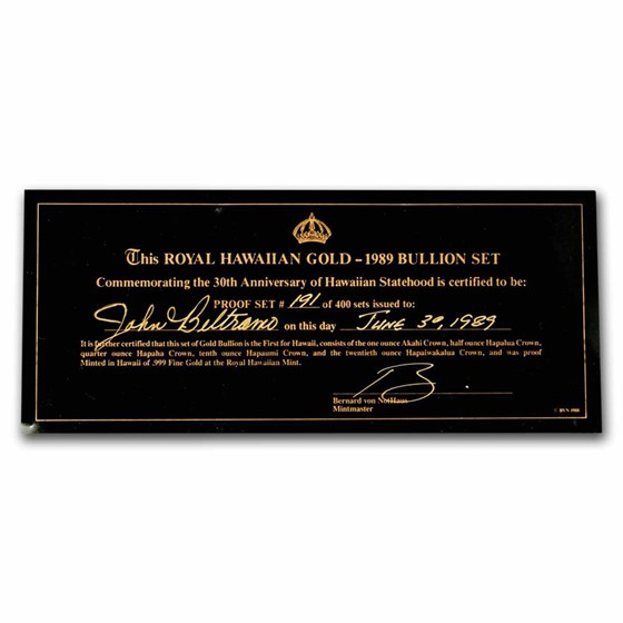 Buy 1989 Hawaii 5-Coin Gold King Kalakaua I Proof Set | APMEX