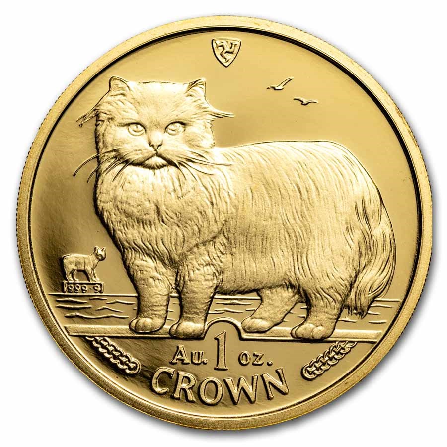 1989 Isle of Man 1 oz Gold Persian Cat Proof