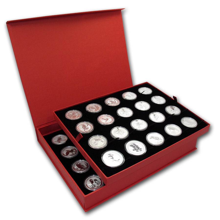 Buy 1990-2015 26-Coin 1 oz Silver Kookaburra Set BU (Display Box) | APMEX