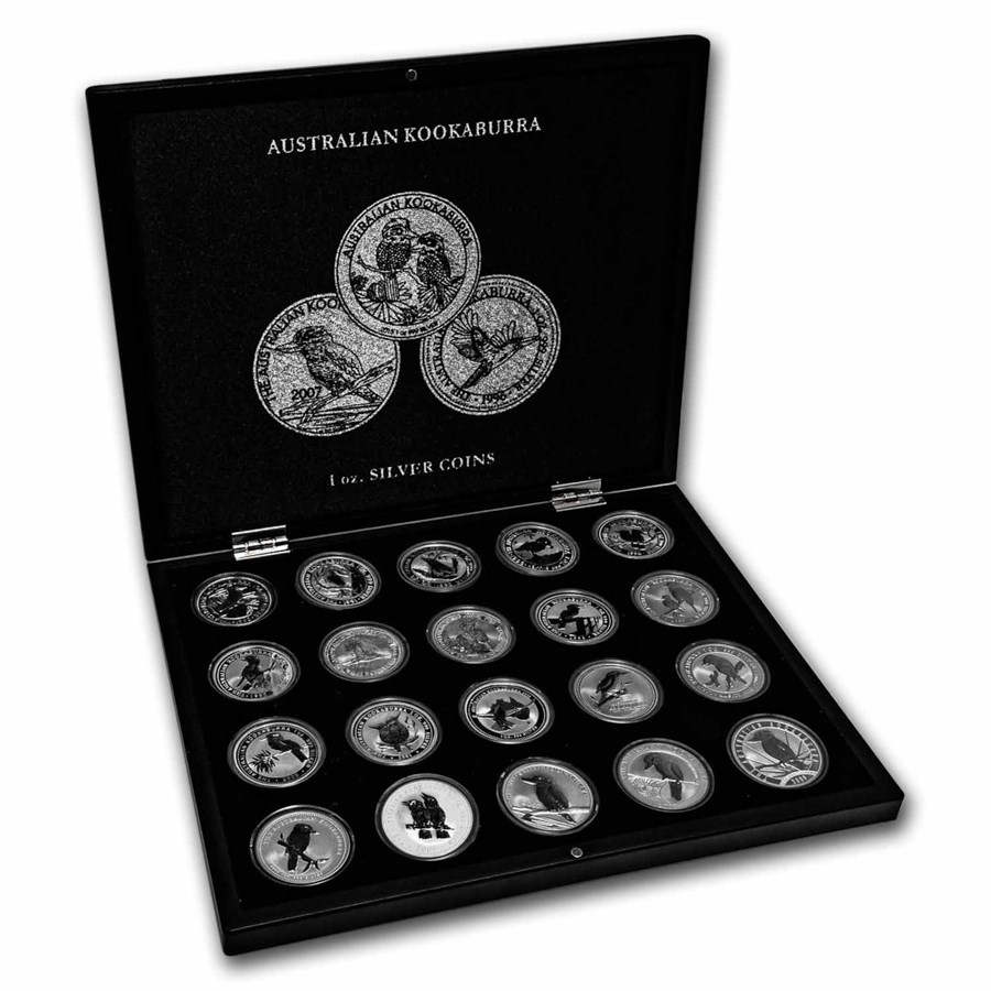 Buy 1990-2022 33-Coin 1 oz Silver Kookaburra Set BU (w/Display Box) | APMEX