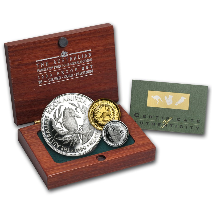 Buy 1990 Australia 3-Coin Family of Precious Metals Proof Set (Box) | APMEX