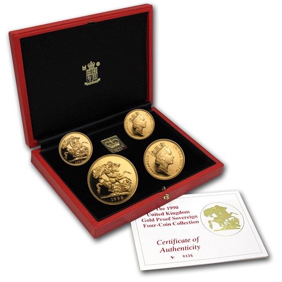 Buy 1990 Great Britain 4-Coin Gold Sovereign Proof Set | APMEX