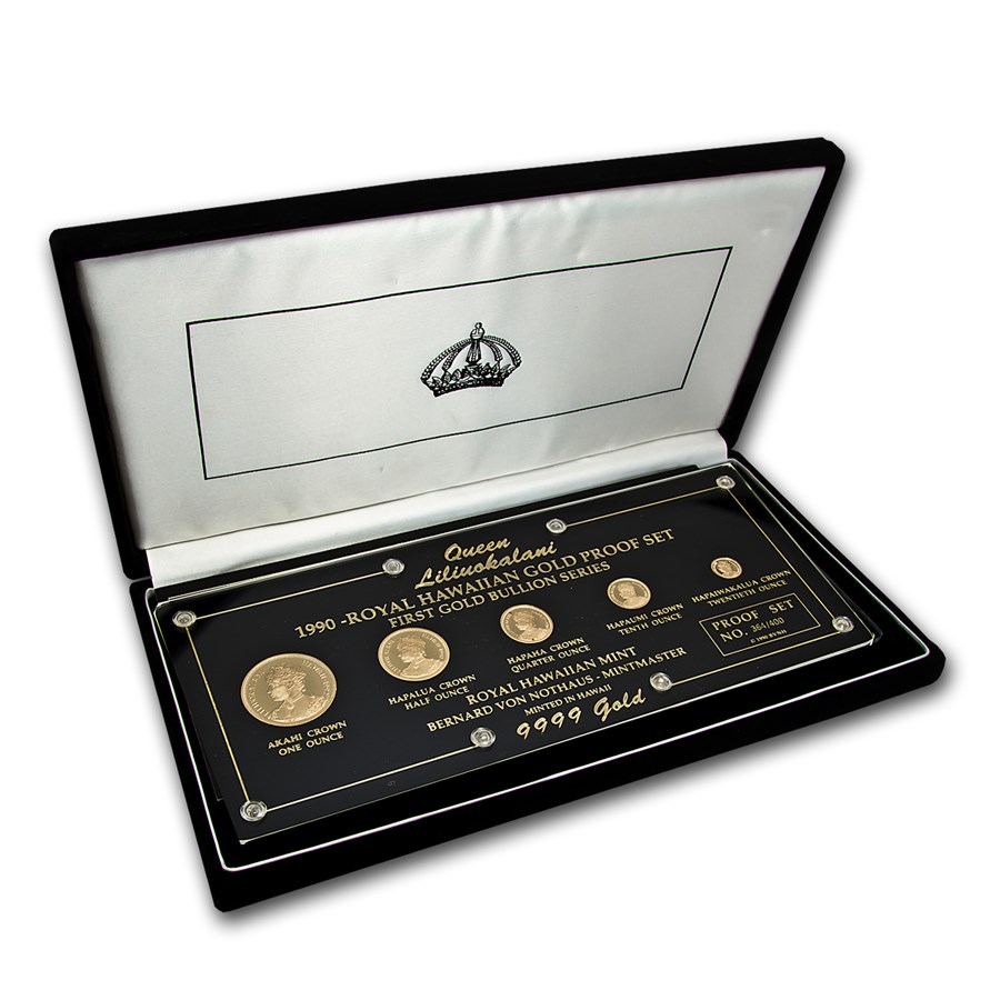 Buy 1990 Hawaii 5-Coin Gold Queen Liliuokalani Proof Set | APMEX