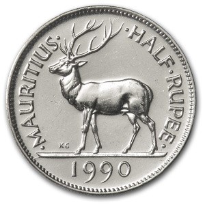 Buy 1990 Mauritius 1/2 Rupee Stag BU | APMEX