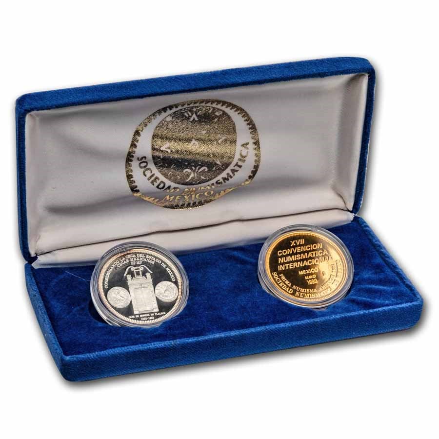 1990 Mexico International Numismatic Convention 2-Coin Proof Set