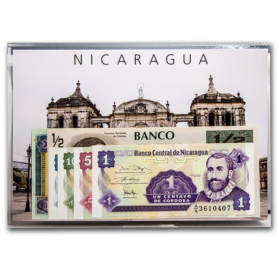 Buy 1991-1995 Nicaragua 1 Centavo-1 Cordoba Banknote Set Unc | APMEX