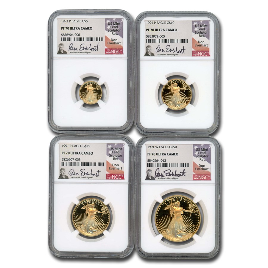 Buy 1991 4-Coin Proof American Gold Eagle Set PF-70 NGC (Everhart) | APMEX