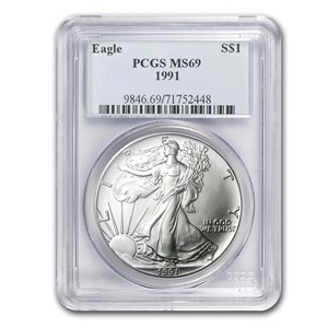 Buy 1991 American Silver Eagle MS-69 PCGS | APMEX