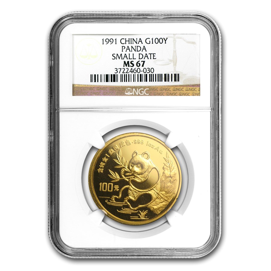 Buy 1991 China 1 oz Gold Panda Small Date MS-67 NGC | APMEX