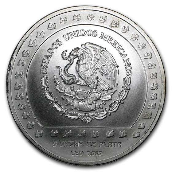 Buy 1992 Mexico 5 oz Silver 10 Pesos Piedra de Tizoc (Abrasions) | APMEX