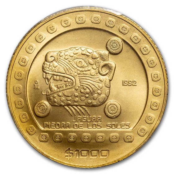 1992-Mo Mexico Gold 1000 Pesos Jaguar MS-69 PCGS