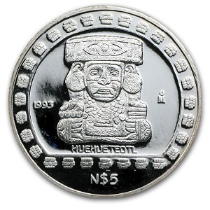 Buy 1993-1998 Mexico 1 oz Silver 5 Pesos Pre-Columbian Prf (Random) | APMEX