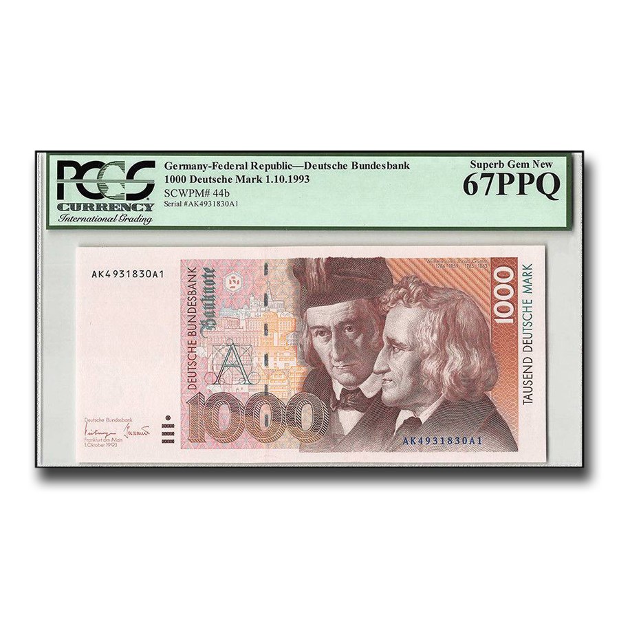 Buy 1993 Germany 1,000 Deutsche Marks, Superb GEM New-67 PPQ by PCGS ...