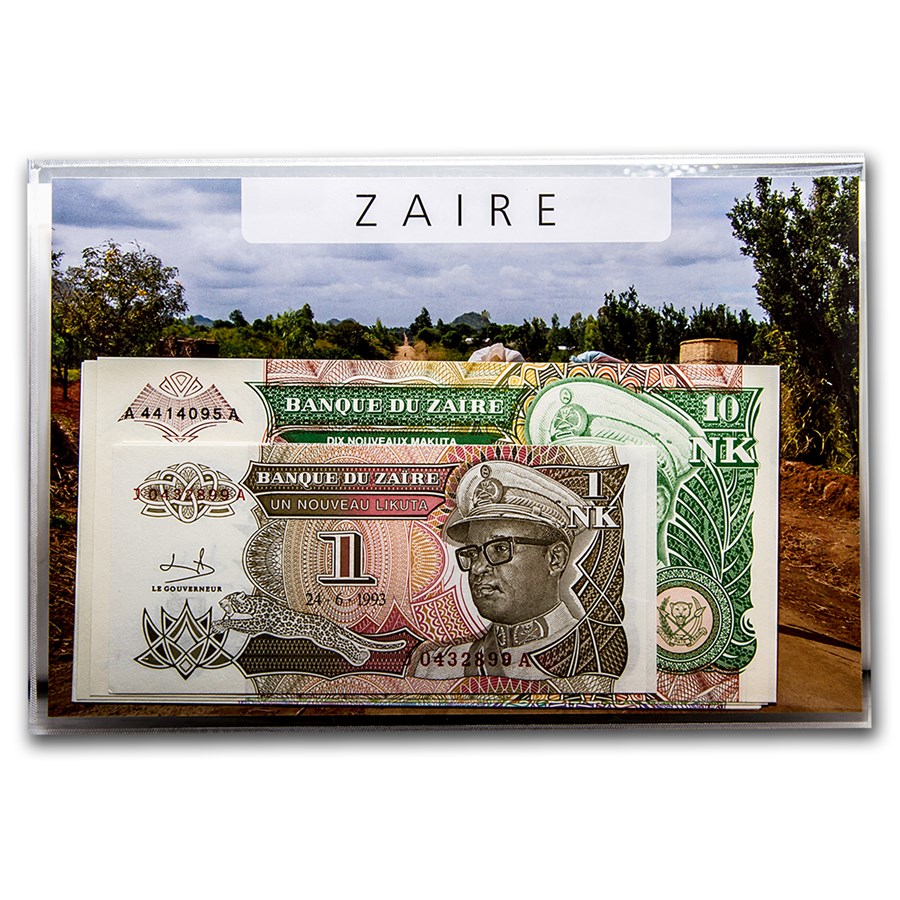 Buy 1993 Zaire 1 Makuta-10 Zaires Banknotes Set Unc | APMEX