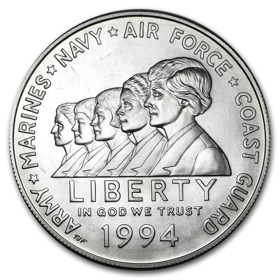 Buy 1994-W Women in Military $1 Silver Commem BU (w/Box & COA) | APMEX