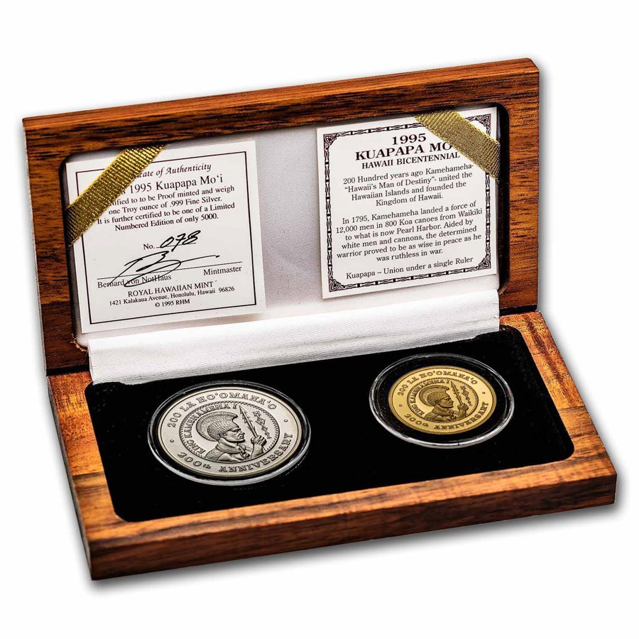 Buy 1995 Hawaiian 2-Coin Gold & Silver 200th Anniv Set (w/Box & COA ...