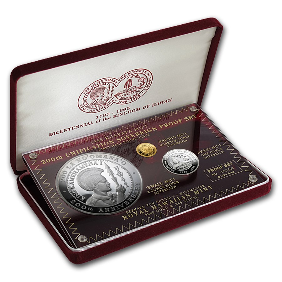Buy 1995 Hawaiian 3-Coin Gold & Silver 200th Anniv Set (w/Box & COA ...