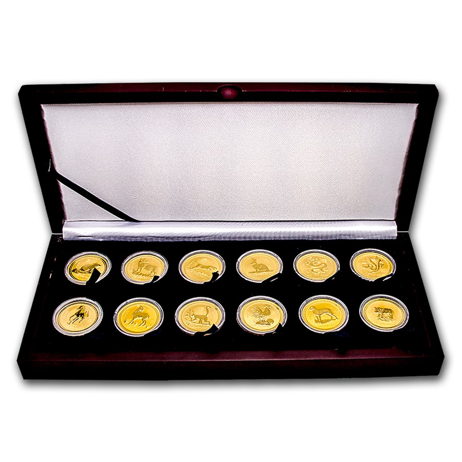 Buy 1996-2007 Australia 12-Coin 1 oz Gold Lunar Set BU (Abrasions) | APMEX