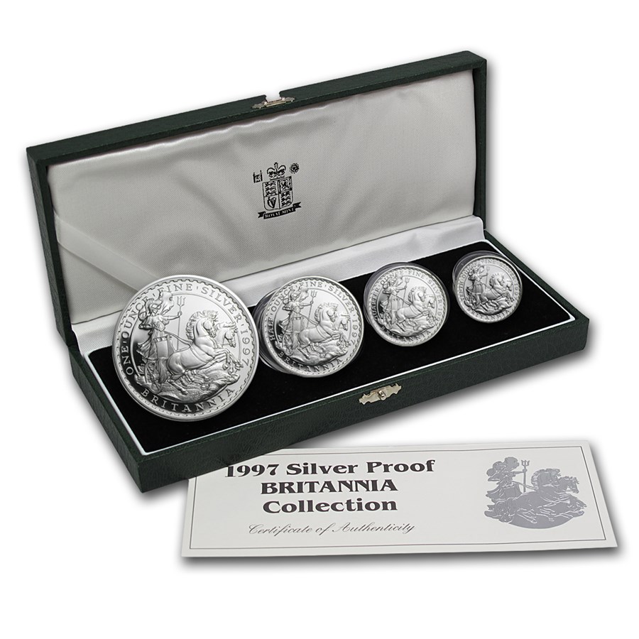 Buy 1997 GB 4-Coin Silver Britannia Proof Set (w/Box & COA) | APMEX