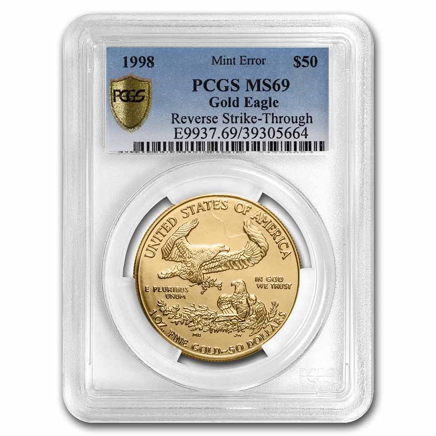 Buy 1998 1 oz Gold Eagle MS-69 PCGS (Error, Major Rev Strike-Thru) | APMEX