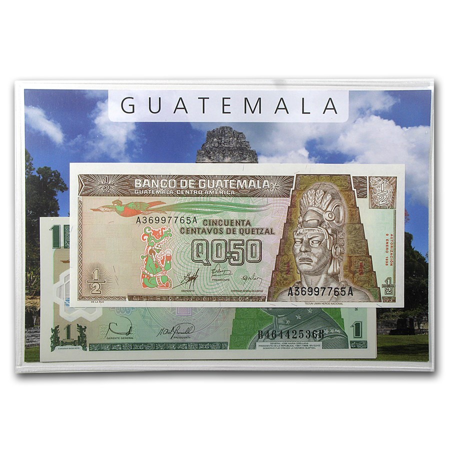 Buy 1998-2010 Guatemala 1/2-10 Quetzal Banknote Set BU | APMEX
