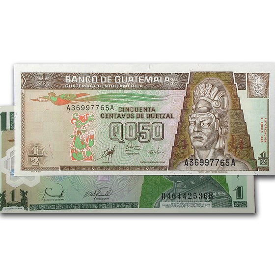 Buy 1998-2010 Guatemala 1/2-10 Quetzal Banknote Set BU | APMEX