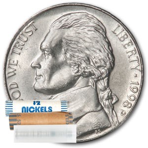 Buy 1998-D Jefferson Nickel 40-Coin Roll BU | APMEX