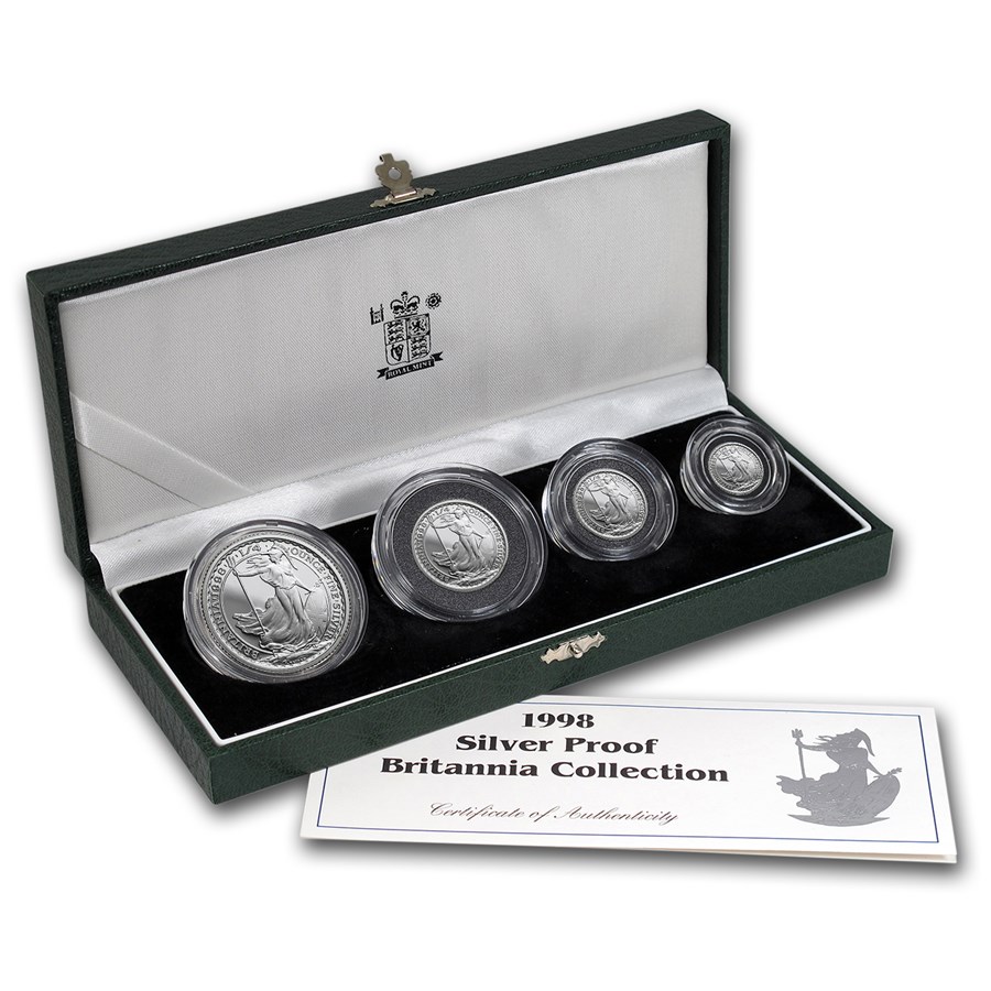 Buy 1998 Great Britain 4-Coin Silver Britannia Proof Set (Box & COA ...