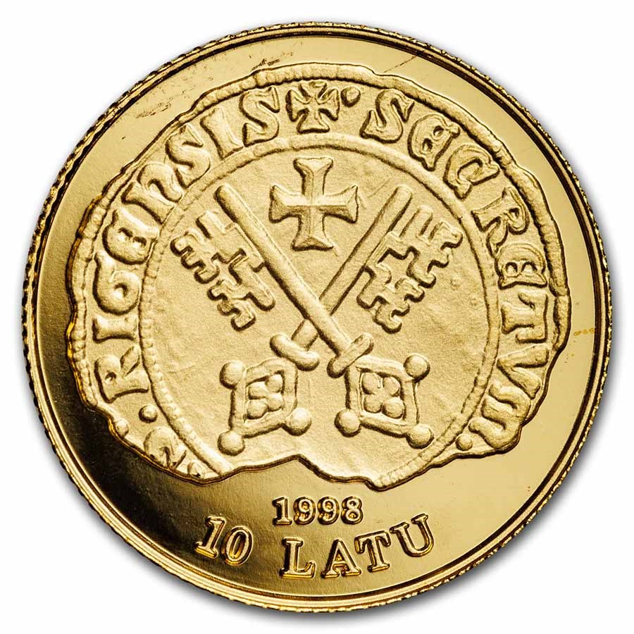 Buy 1998 Latvia Gold 10 Latu 800th Anniversary- Riga Proof | APMEX