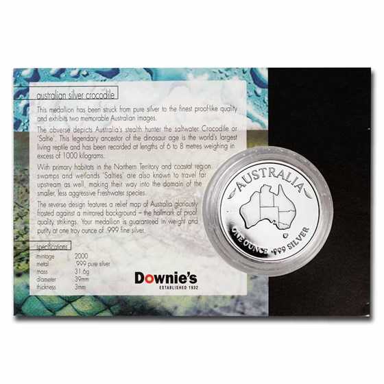 Buy 1999 1 oz Silver Saltwater Crocodile Medallion (w/ Display Card ...