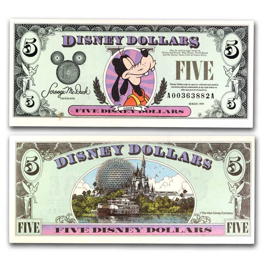 1999 $5.00 (AA) Closed-Eyed Goofy AU (DIS#60)