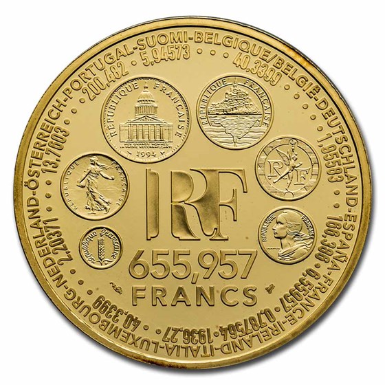 Buy 1999 France 1 Oz Gold Proof 655 957 Francs Euro Conversion APMEX Buy 1999 France 1 Oz Gold Proof 655 957 Francs Euro Conversion APMEX