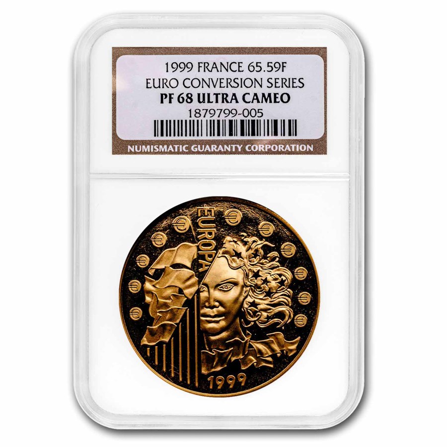 1999 France Gold 65.5957 Francs Euro Conversion PF-68 NGC