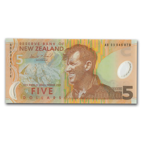 Buy 1999 New Zealand 5 Dollars Unc Polymer Edmund Hillary P#185 | APMEX