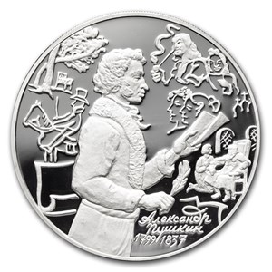 1999 Russia Silver 3 Roubles Alexander Pushkin Proof