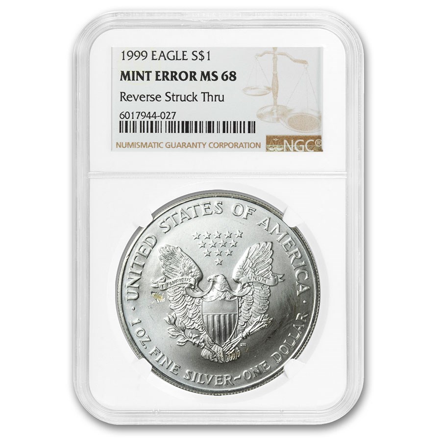 Buy 1999 Silver Eagle MS-68 NGC (Error, Rev Struck Thru) | APMEX