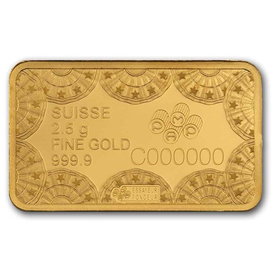 Buy 2.5 gram Gold PAMP 250th Anniversary of the USA Bar | APMEX