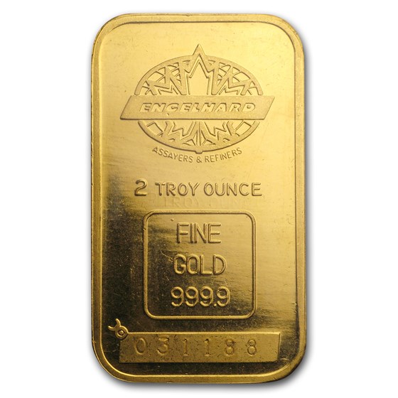 Buy 2 oz Gold Bar - Engelhard (Tall, Maple Design, Smooth, Border) | APMEX